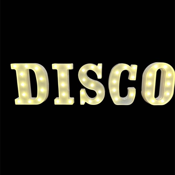Party Supplies | Marquee Style Light Up Disco Letters Round Bulbs Shelf ...